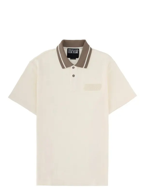 Versace Polo Con Patch Logo - Ivory