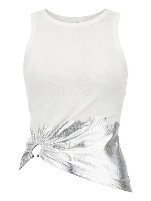 Rabanne Ribbed Tank With Piercing Detail - White