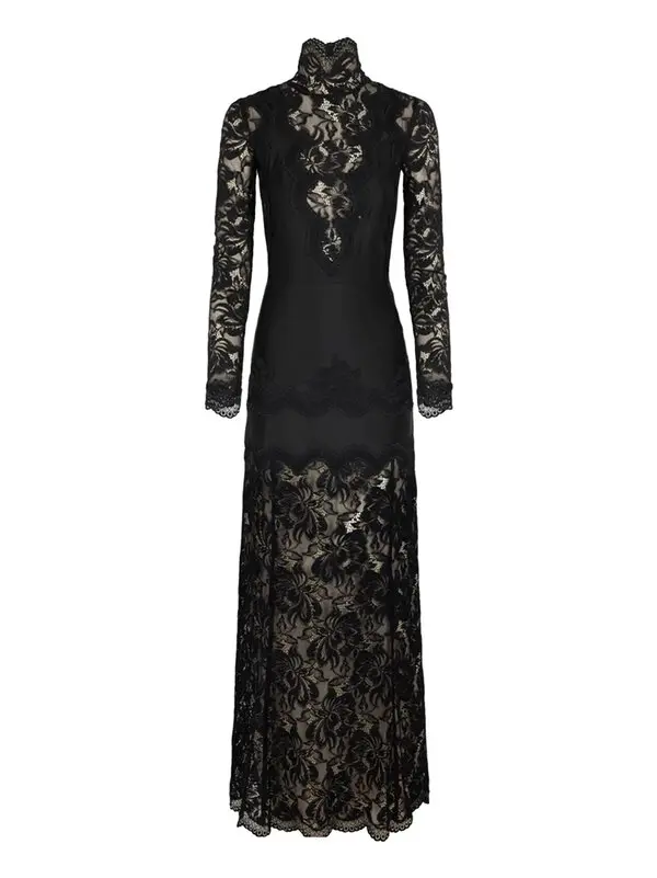 Rabanne Lace And Jersey Maxi Dress - Black