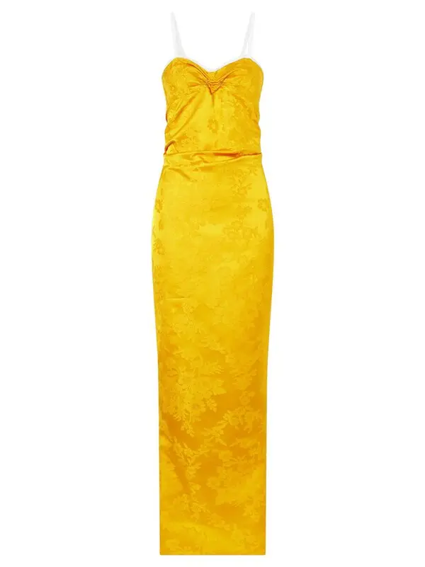 COLLEEN ALLEN Floral Jacquard Cotton-blend Gown - Yellow