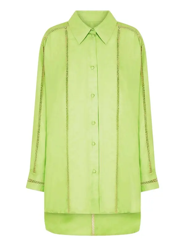 DIOTIMA Bridgetown Embroidered Silk-satin Shirt - Green