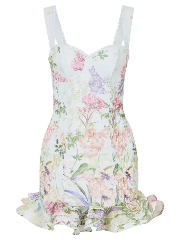 Charo Ruiz Ibiza Floral-print Cotton-blend Mini Dress - Blue