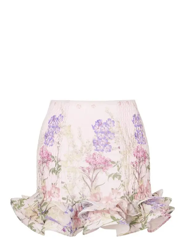 Charo Ruiz Ibiza Floral Ruffled Mini Skirt - Pink