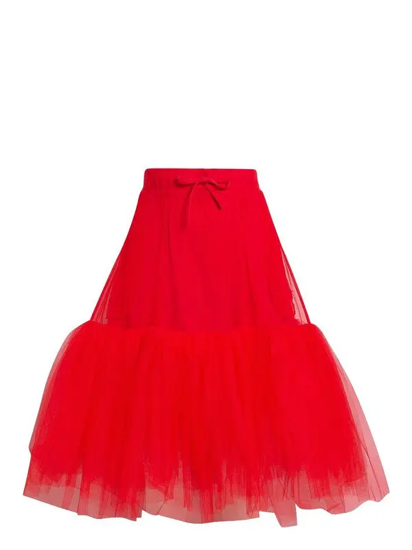 Simone Rocha Layered Tulle And Cotton-jersey Skirt - Red