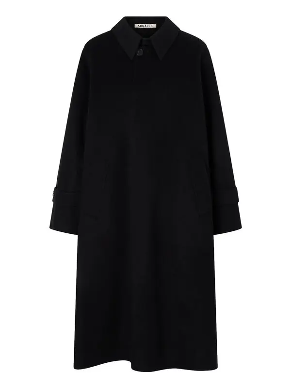 Auralee Melton Wool Relaxed Coat - Black