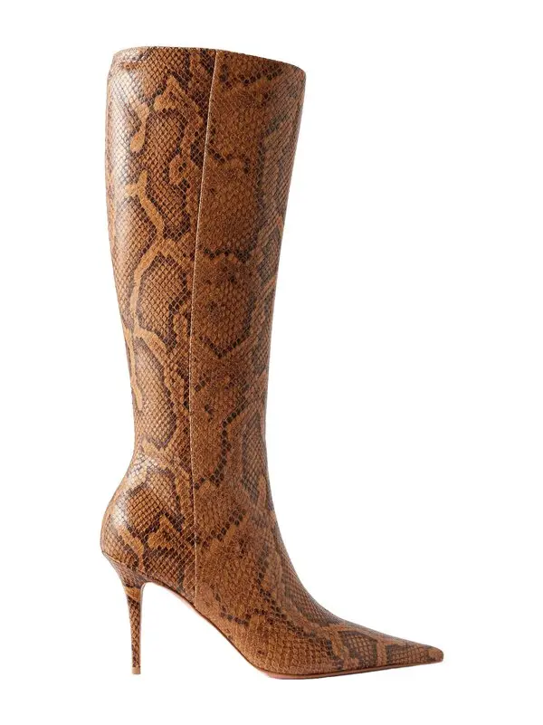 Amina Muaddi Barbara Snake-effect Knee Boots - Snake Print