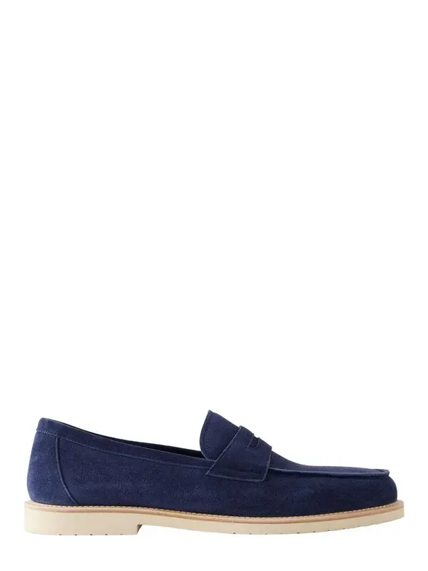 Brunello Cucinelli Suede Penny Loafers - Blue