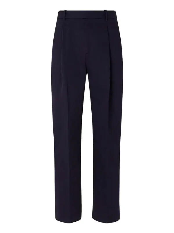Altea Orval Cotton And Linen-blend Gabardine Trousers - Blue