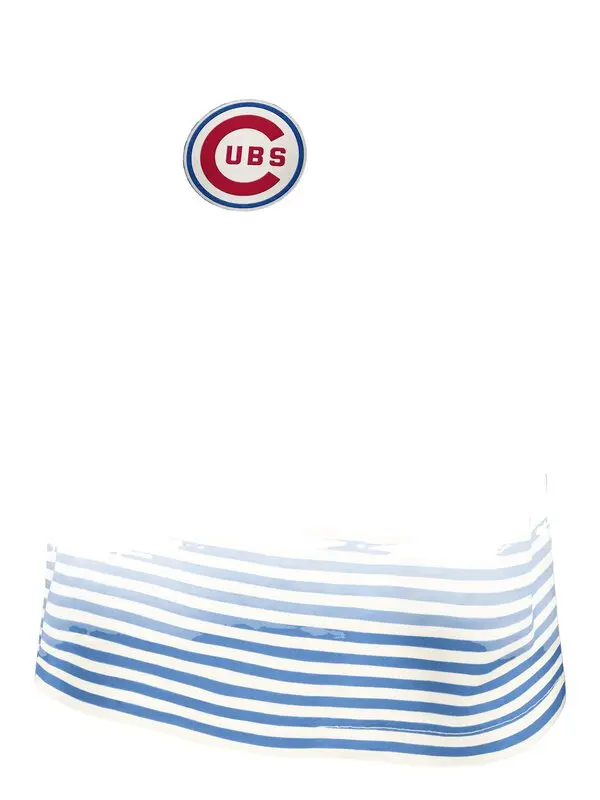 Nike Chicago Cubs Cooperstown Logo Striped Mlb Cropped T-shirt - Blue