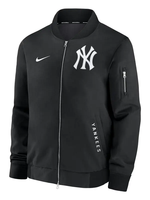 Nike New York Yankees Authentic Collection Dugout Mlb Full-zip Bomber Jacket - Black