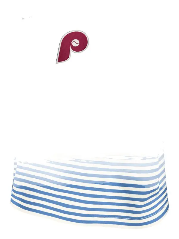 Nike Philadelphia Phillies Cooperstown Logo Striped Mlb Cropped T-shirt - Blue