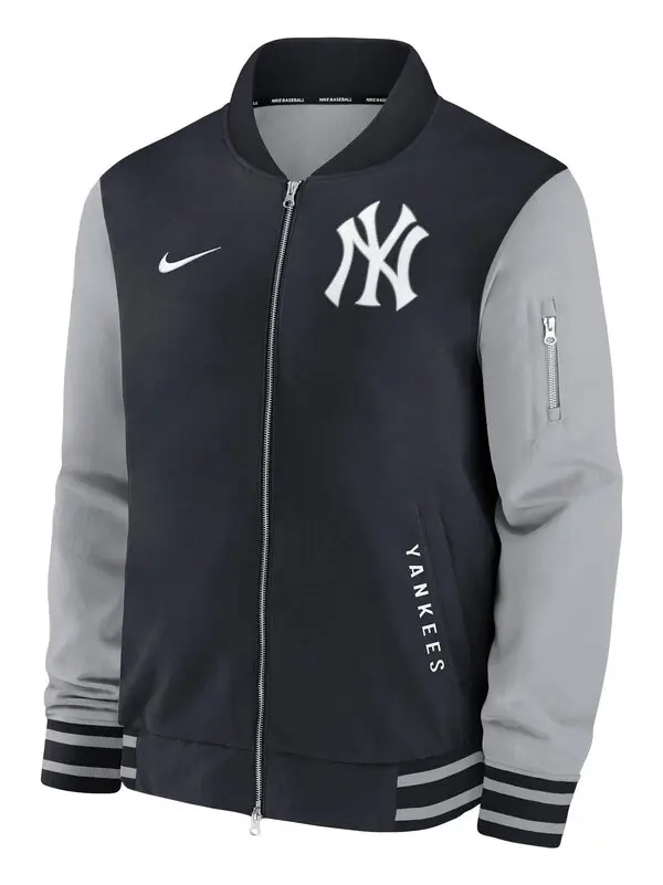 Nike New York Yankees Authentic Collection Dugout Mlb Full-zip Bomber Jacket - Blue