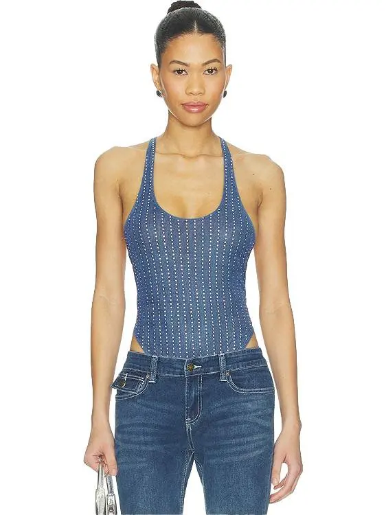 Ksubi Lara Mesh Bodysuit - Pinstripe Krystal