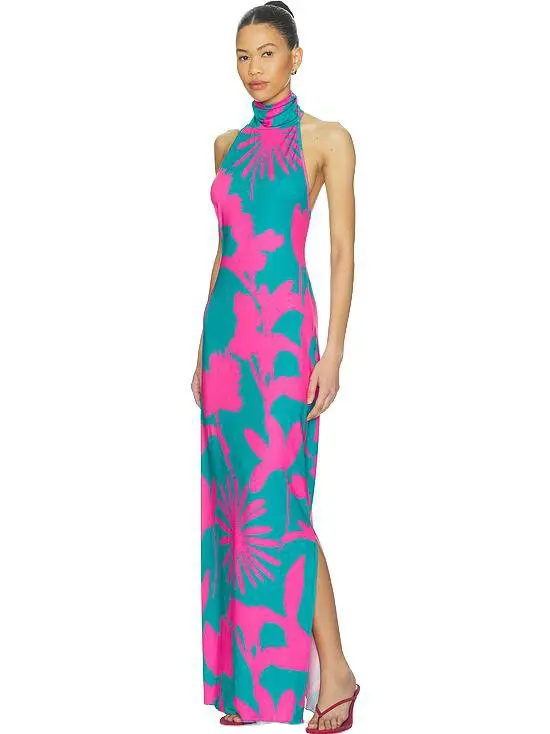 Eywasouls Malibu Montana Midi Dress - Fuchsia Flora