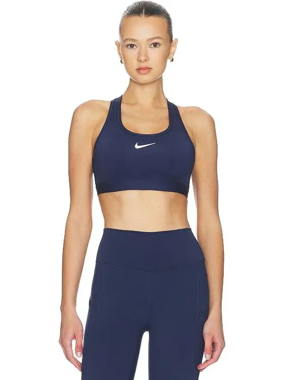 Nike Padded Sports Bra In Navy - Midnight Navy & White