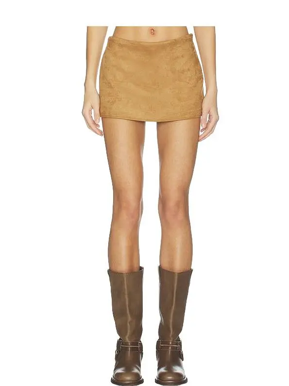 MORE TO COME Meliya Faux Suede Skort - Tan