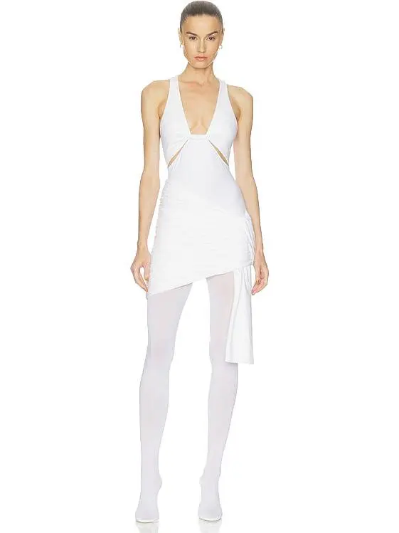 HAELO Twist Drape Tank Mini Dress - White