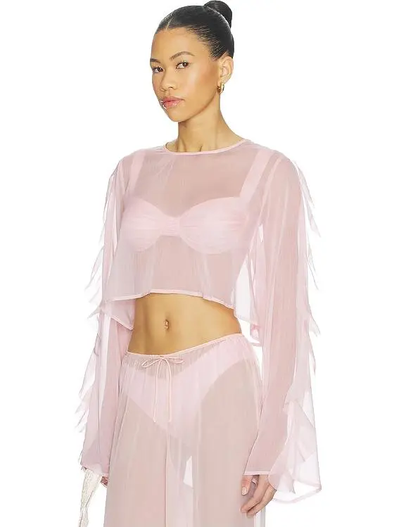SHANI SHEMER Thoma Cropped Shirt - Pink Blush