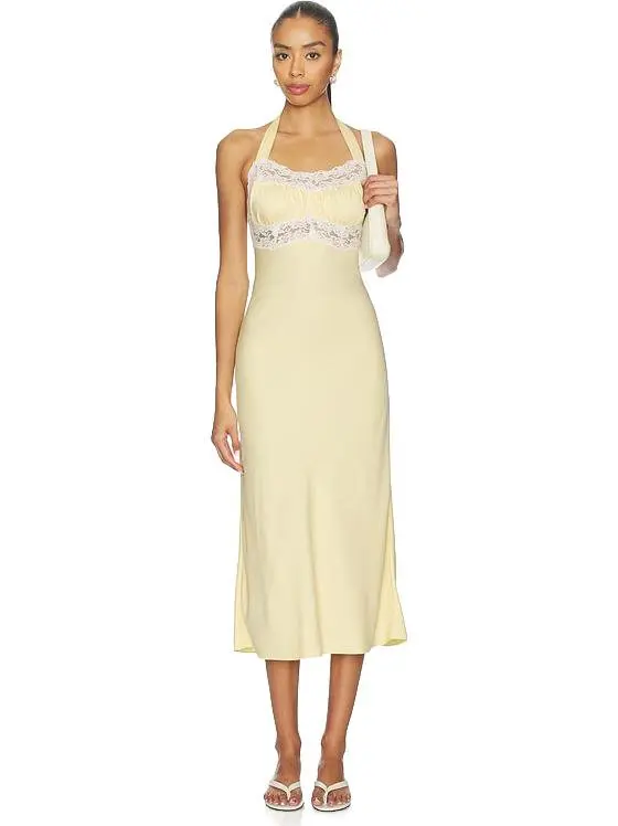 Frankies Bikinis Darcy Satin Midi Dress - Whipped Butter
