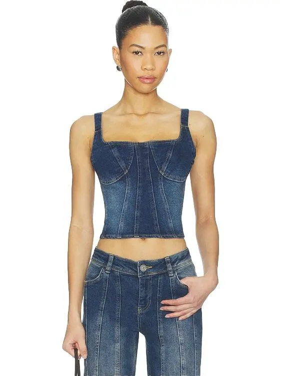OW Devin Denim Top - Dark Wash Denim