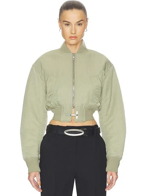 HAELO Crop Bomber Jacket - Olive