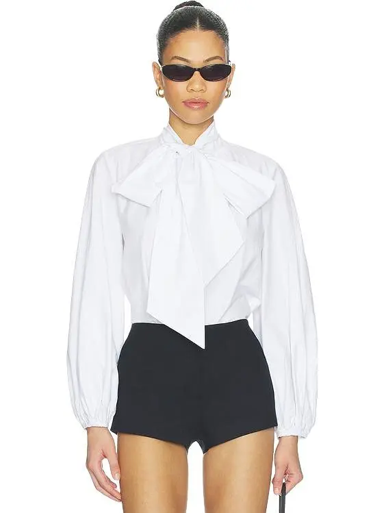 L'Agence Deon Tie Neck Blouse - White