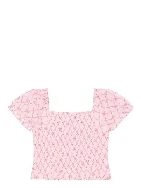 LoveShackFancy Tween Fabielle Top - Pink Peppermint