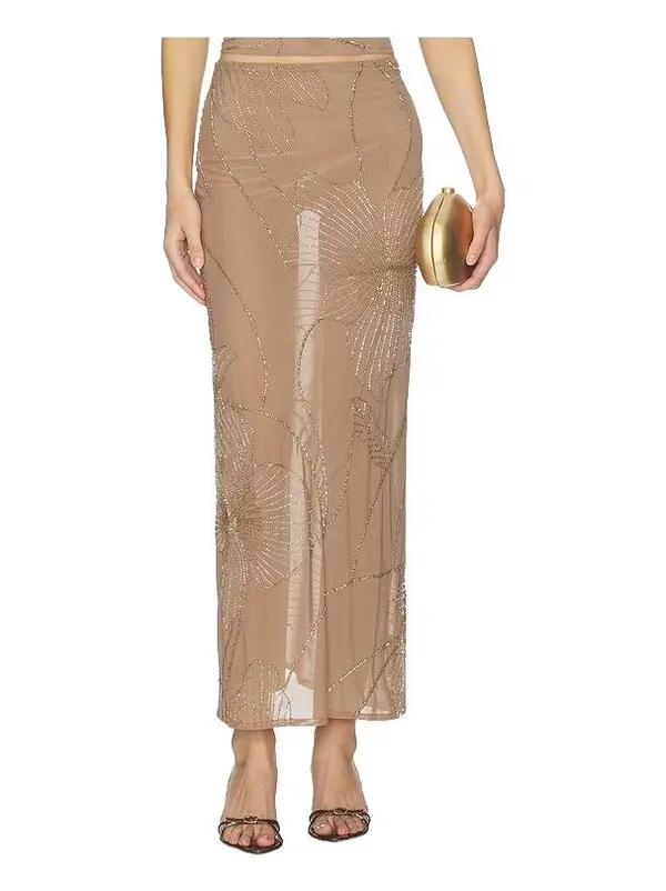 Nbd Tanuja Maxi Skirt - Taupe