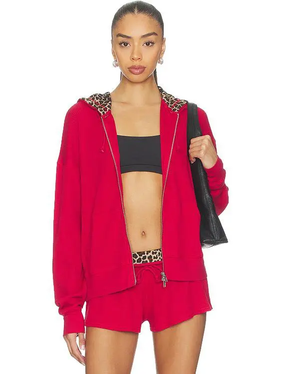 Frankies Bikinis Weekend Thermal Hoodie - Strawberry Red