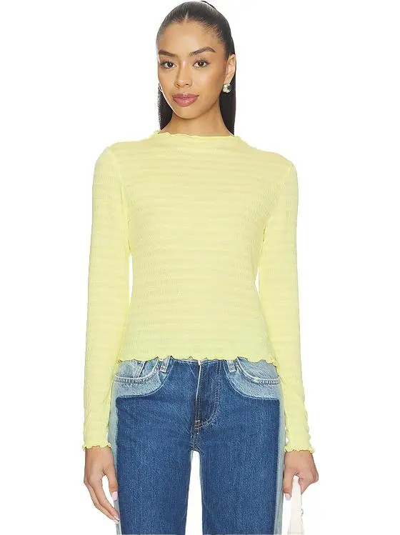 HALFDAYS Ynes Long Sleeve Top - Limoncello With Pear Sorbet Stitching