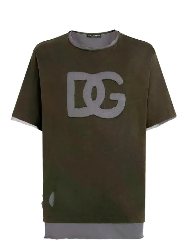 Dolce & Gabbana Logo-applique Layered T-shirt - Green