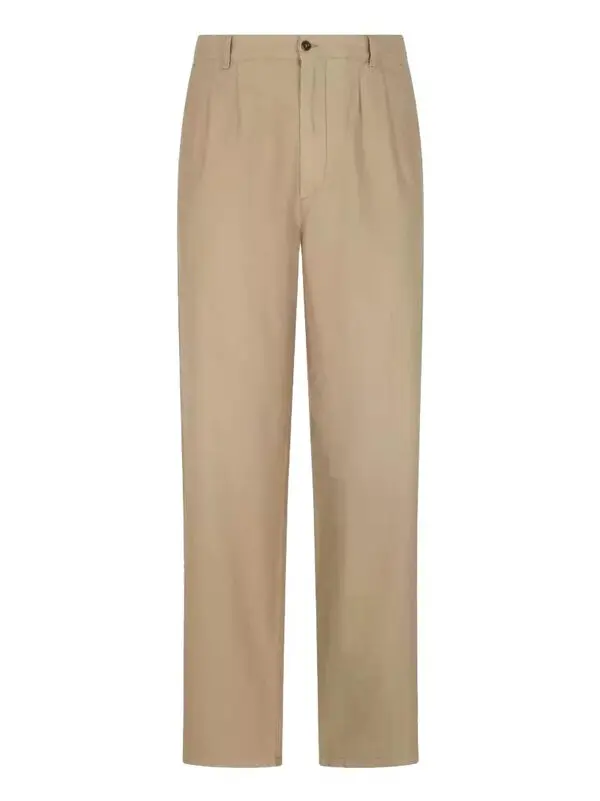 MAISON MARGIELA Pleated Cotton Trousers - Neutrals