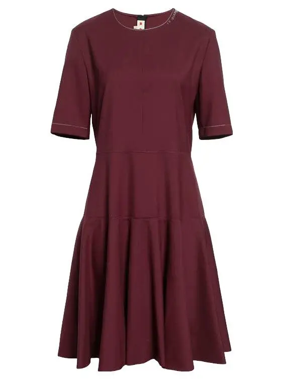 Marni Mending Embroidery Midi Dress - 00r97dark Burgundy