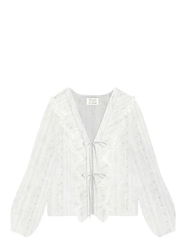 MC2 SAINT BARTH Lace Striped Shirt - White