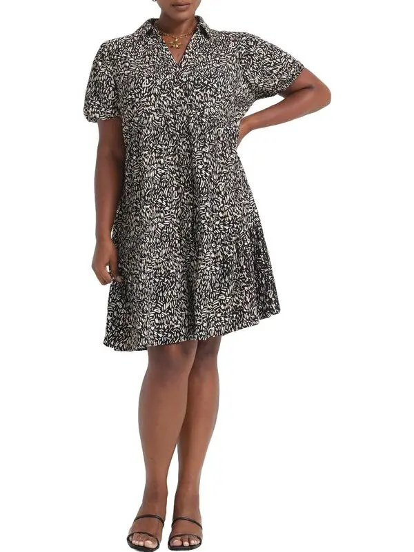 ESTELLE Abstract Print Jersey Dress - Black/neutral