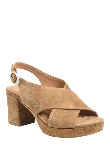 SOFFT Lyric Slingback Platform Sandal - Saddle