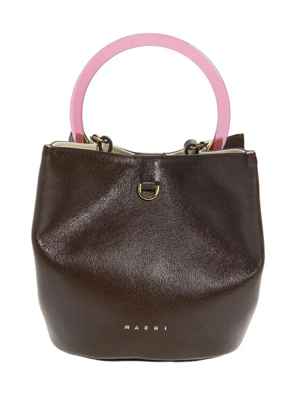 Marni Pannier Top Handle Leather Bucket Bag - 00m95 Metal Brown