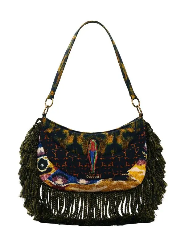 Desigual Fringe Trim Shoulder Bag - Light Green