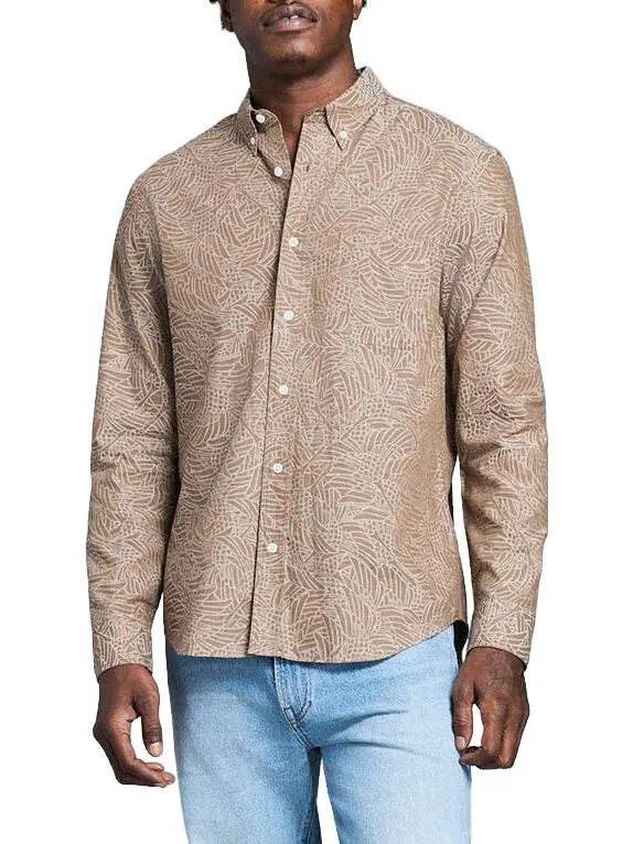 Billy Reid Mélange Heron Swarm Button-down Shirt - Khaki Multi