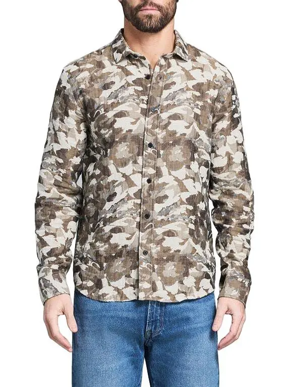 Billy Reid Camellia Jacquard Cedar Button-up Shirt - Green Multi
