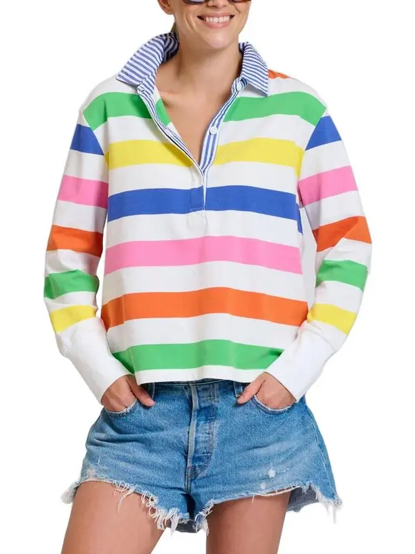 SHIRTY Striped Cotton Rugby Sweatshirt - Bright Stripe