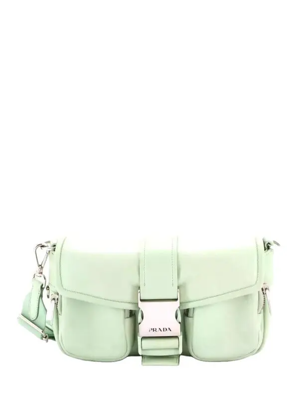 Prada Padded Buckle Nappa Leather Small Crossbody Bag - Green