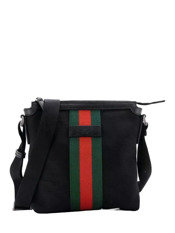 Gucci Web Messenger Bag Techno Canvas Small - Black