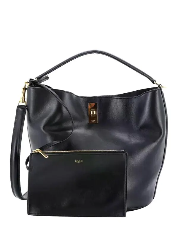 Celine 16 Leather Bucket Bag - Black