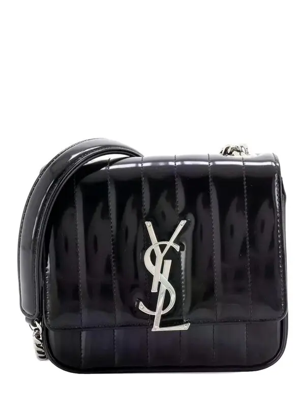 Saint Laurent Vicky Crossbody Bag Vertical Quilted Patent Small - Black