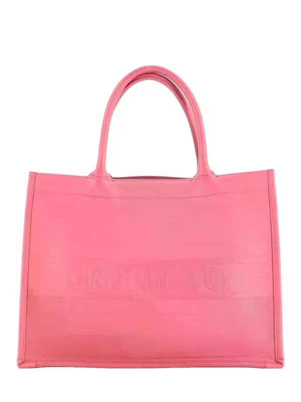 Dior Embossed Leather Medium Tote Bag - Pink