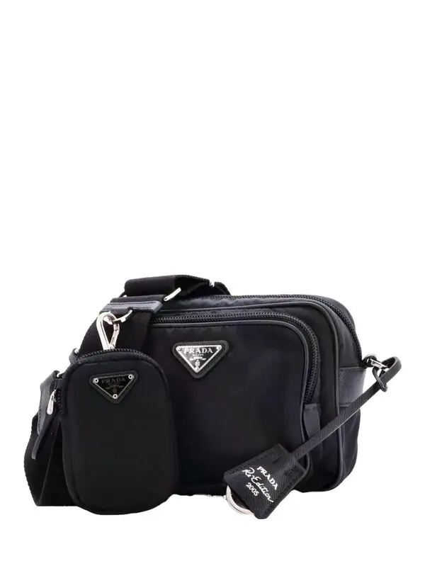 Prada Re-edition 2005 Camera Bag Tessuto With Saffiano Leather - Black
