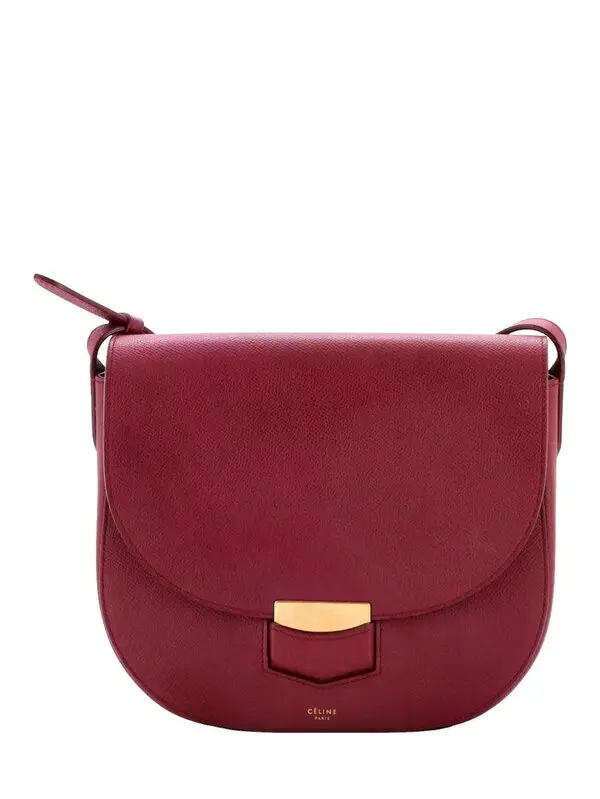 Celine Trotteur Grainy Leather Medium Crossbody Bag - Red