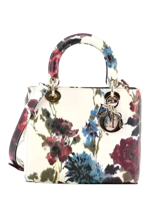 Dior Lady Floral Printed Lambskin Medium Satchel - Multicolour