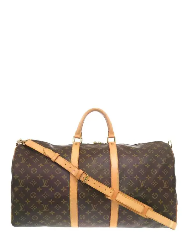 LOUIS VUITTON 2003 Monogram Keepall Bandouliere 55 Travel Bag - Brown